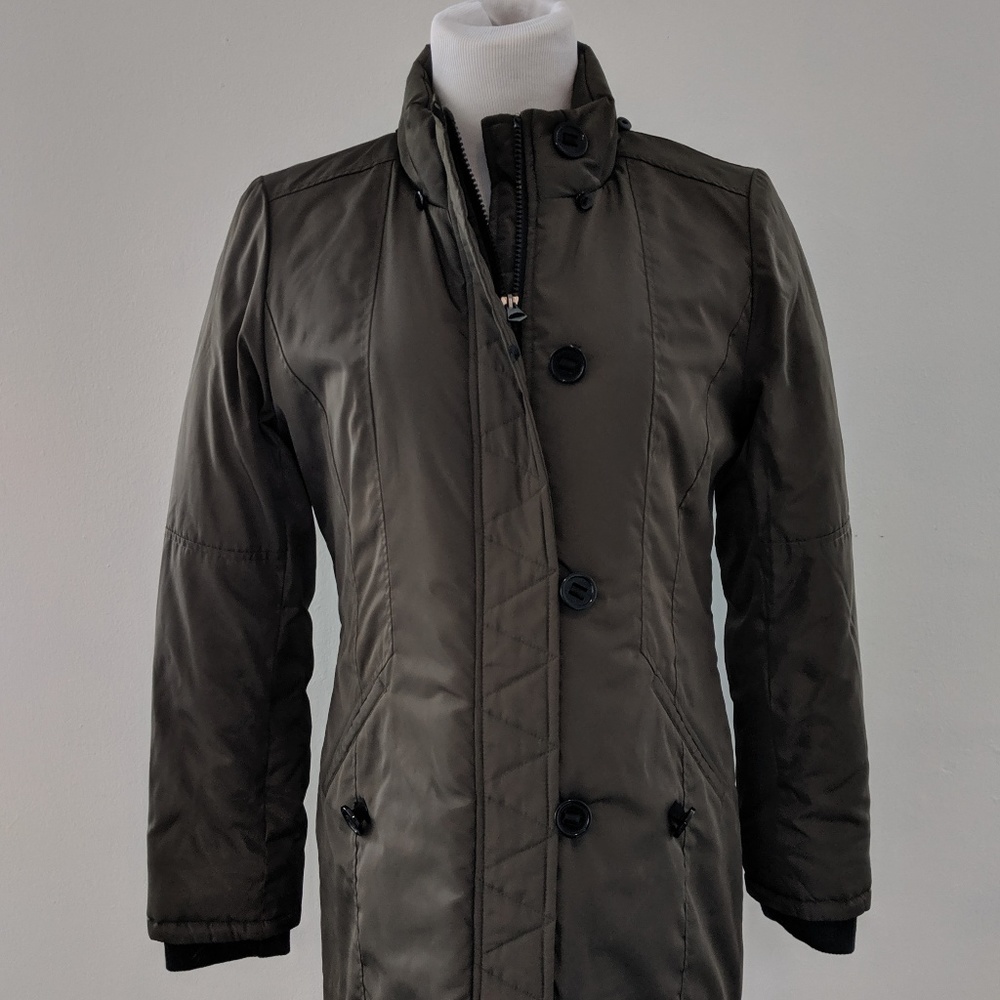 Olive Green Quilted Long Length Puffer Coat - Gem